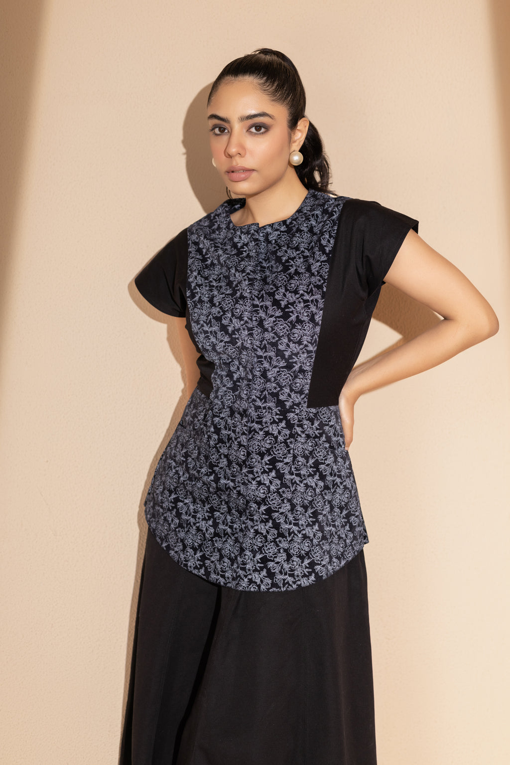 Black Floral Fusion Dress